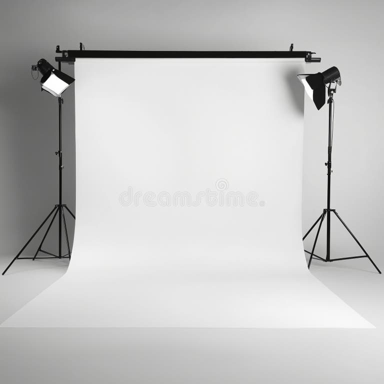 Professional Photography Studio Setup with Lighting and Backdrop Stock ...