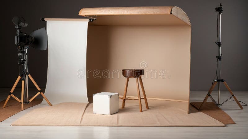 Professional Photography Studio Setup with Lighting and Backdrop Stock ...