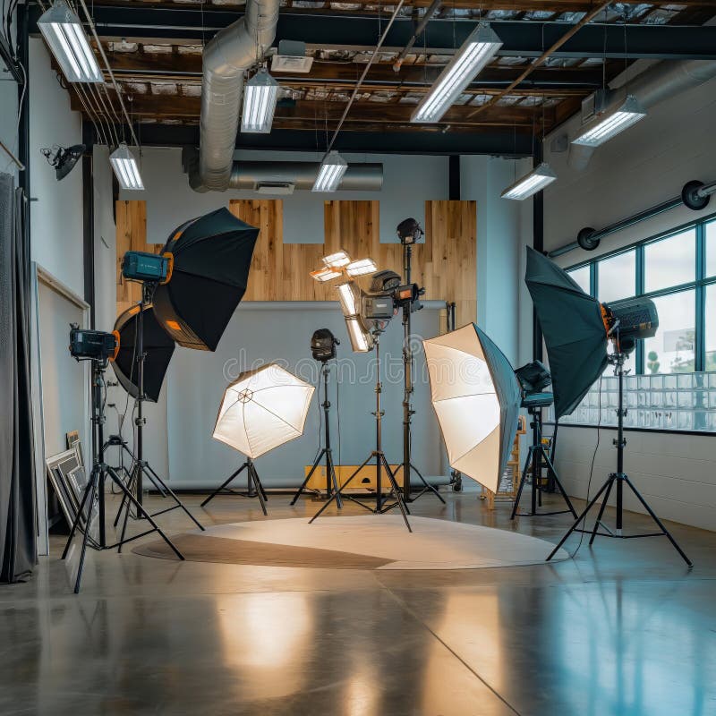 Professional Photography Studio Setup with Lighting and Background ...