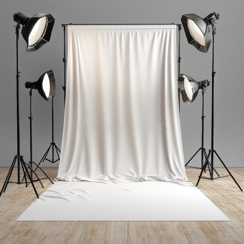 Professional Photography Studio Setup with Lighting Equipment Stock ...
