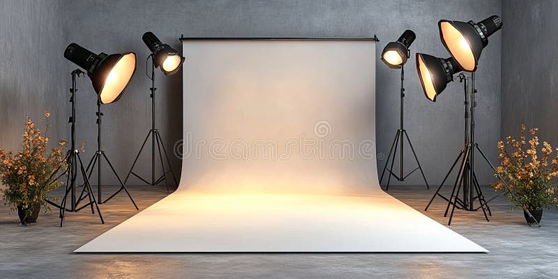 Professional Photography Studio Setup with Lighting Equipment Stock ...