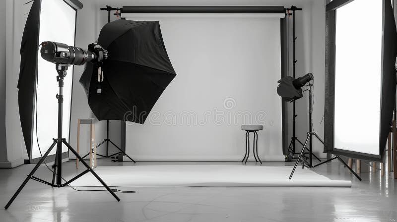 Professional Photography Studio Setup with Lighting Equipment ...