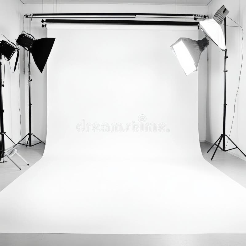 Professional Photography Studio Setup with Lights and Backdrop Stock ...