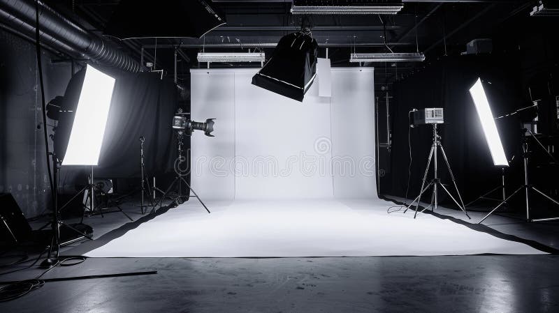 Professional Photography Studio Setup with Lights Stock Image - Image ...