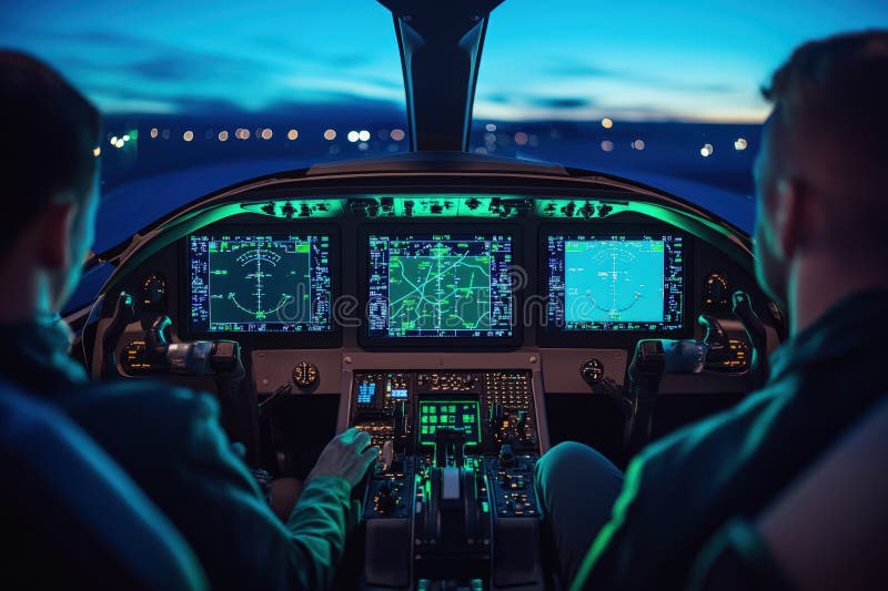 Professional Pilots in Modern Cockpit Analyzing Digital Flight Planning ...