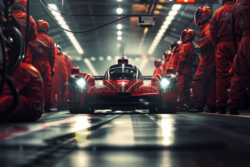 Professional Pit Crew Team Preparing for Race Car Pitstop, Ultimate ...