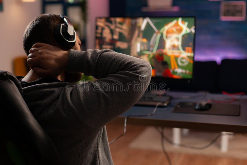 Professional Player Playing Shooter Videogame Stock Photo - Image of ...