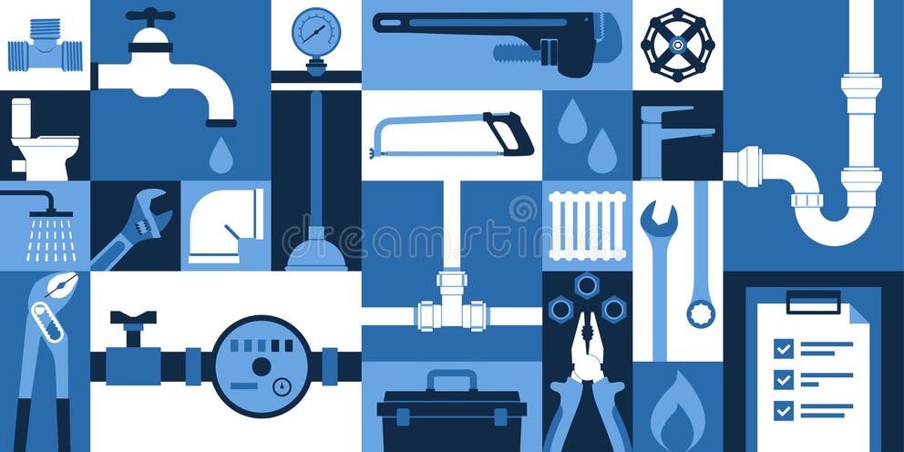 Professional Plumbing Services Geometric Background Stock Illustration ...