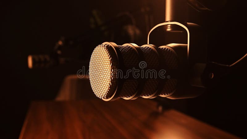 Professional Podcast Microphone in Warm Studio Lighting Stock Image ...