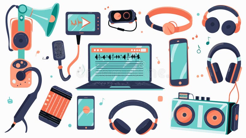 Professional Podcasting Setup with Microphone, Laptop, and Headphones ...