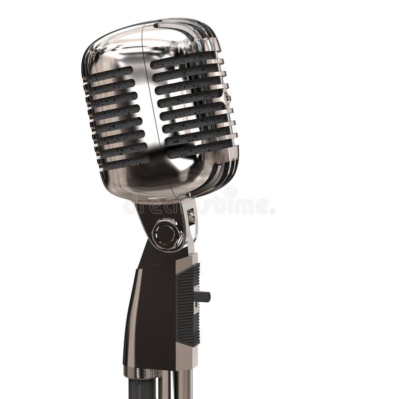 Professional Polished Metal Classic Microphone Isolated on White with ...