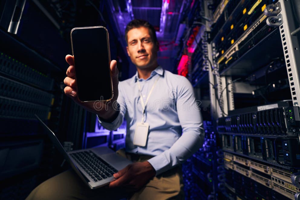 It Professional Posing for Camera in Server Room Stock Image - Image of ...