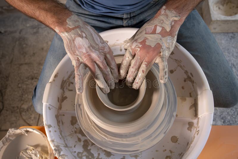 Professional Potter Making Bowl in Pottery Workshop Stock Photo - Image ...