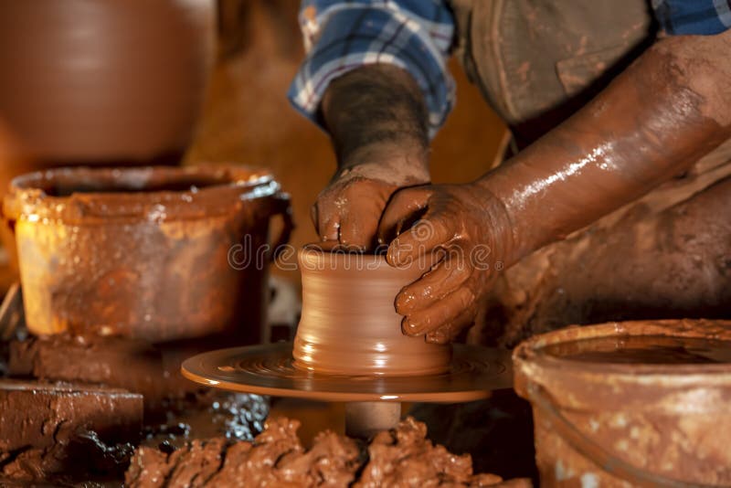 Professional Potter Making Bowl in Pottery Workshop, Studio Stock Photo ...