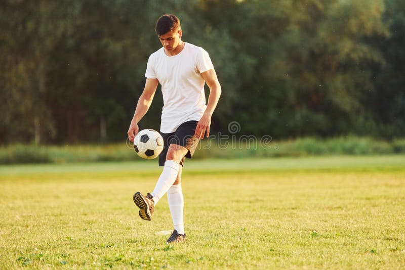 Professional Practice. Young Soccer Player Have Training on the ...