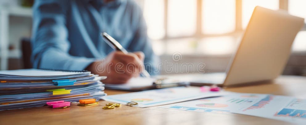 The Professional Preparing Documents in a Modern Office Workspace..AI ...