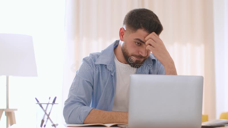 Professional Problems. Young Desperate Arab Man Manager Working on ...