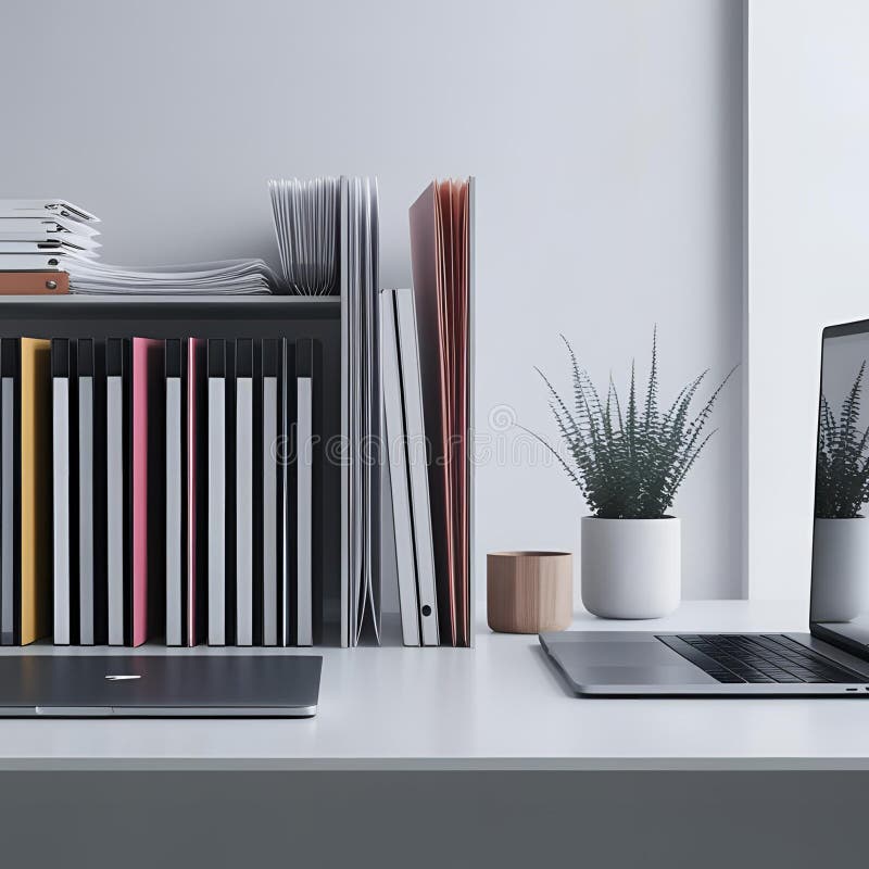 A Professional and Productive Work Desk White Minimalist Stock Photo ...