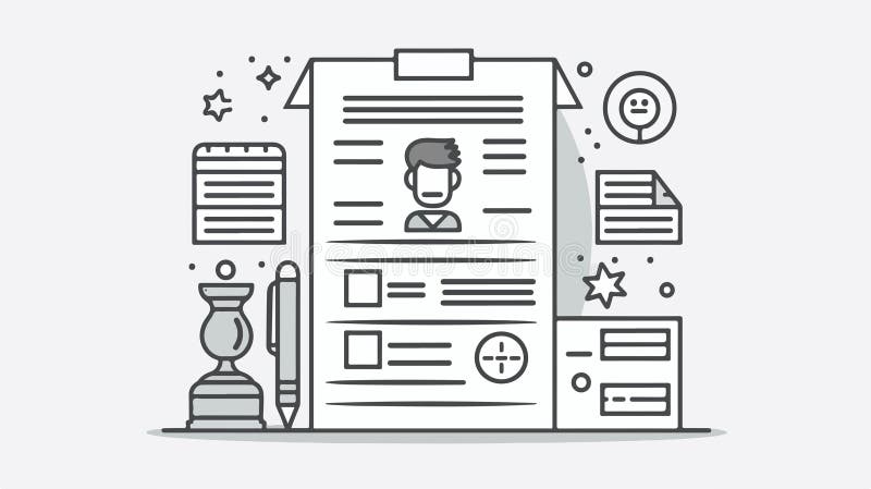 Professional Profile Resume Outline Icon Vector Illustration Stock ...