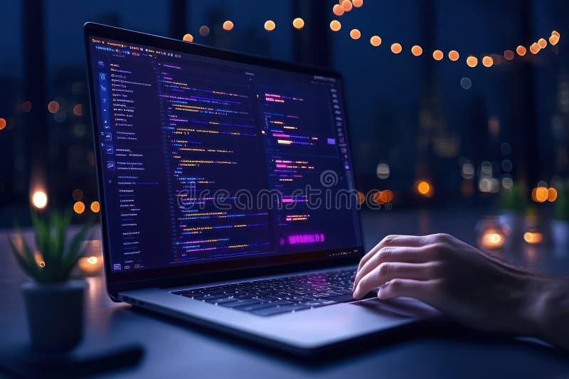 Professional Programmer Coding in Modern Office at Software Development Company, Using Cutting ...