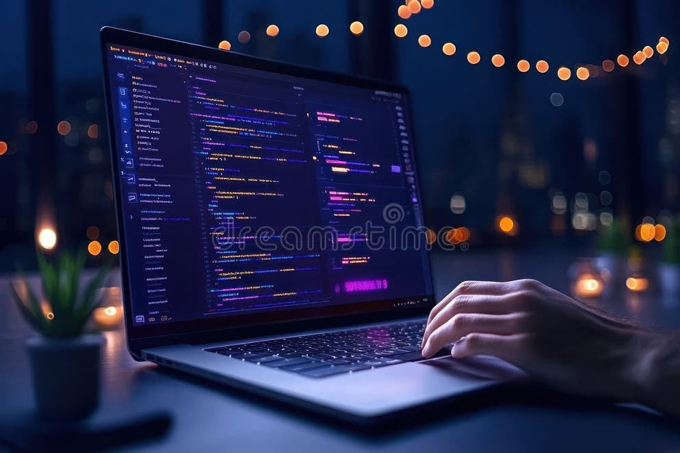 Professional Programmer Coding in Modern Office at Software Development Company, Using Cutting ...