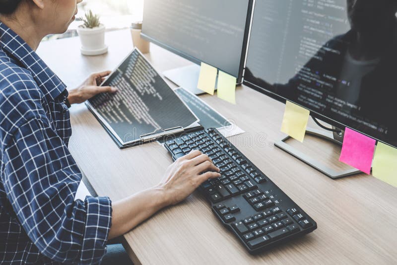 Professional Programmer Working at Developing Programming and we Stock Photo - Image of coding ...