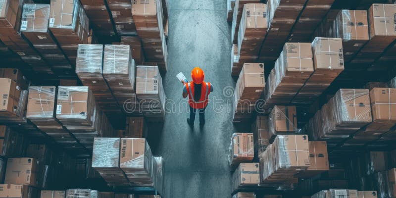 Professional Project Manager Walking and Checking Product at Warehouse ...