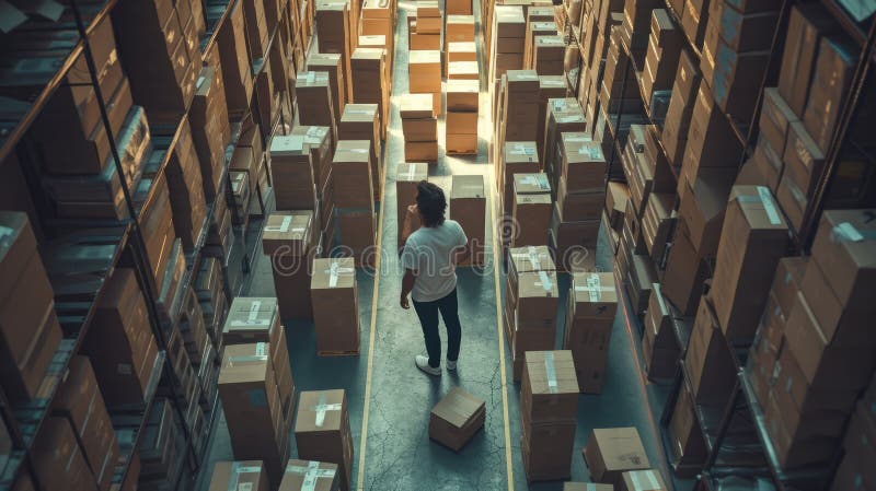 Professional Project Manager Walking and Checking Product at Warehouse ...