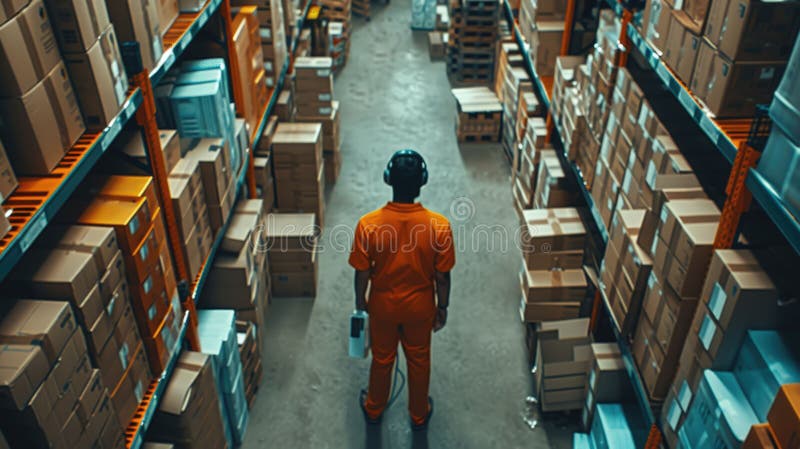 Professional Project Manager Walking and Checking Product at Warehouse ...