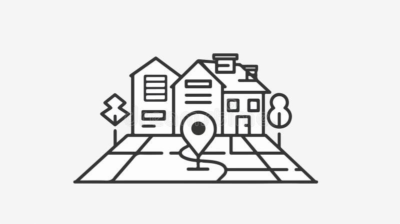 Professional Property Location Plan Icon with Pin for Real Estate ...