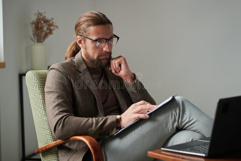 Professional Therapist Having Video Call on Laptop Stock Image - Image ...