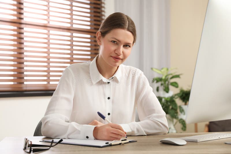 Professional Psychotherapist at Table in Office Stock Photo - Image of ...