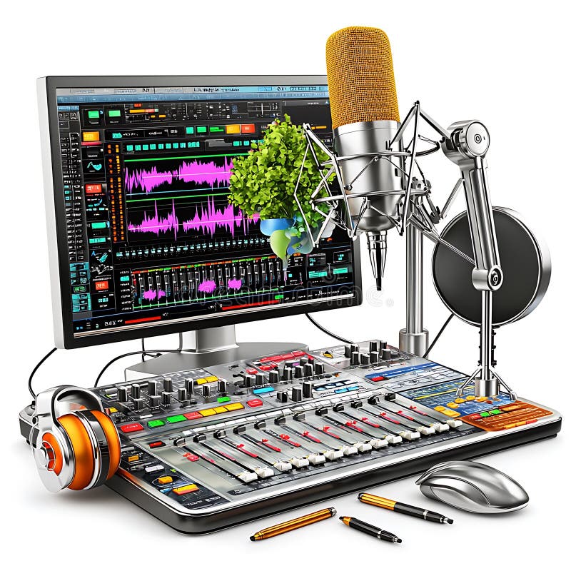 Professional Radio Broadcasting Studio Setup Stock Illustration ...