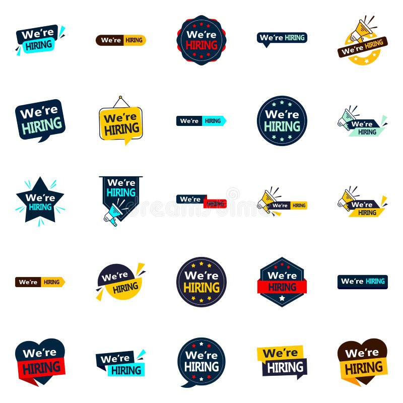 25 Professional we Re Hiring Vector Elements for Recruitment Campaigns ...