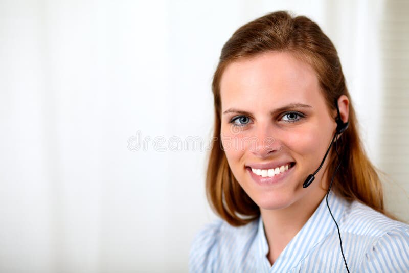 Professional Receptionist Smiling Stock Photo - Image of looking ...