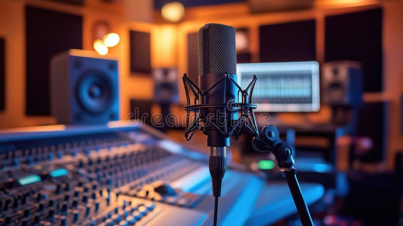 Professional Recording Studio Setup Featuring Microphone Audio Mixing ...