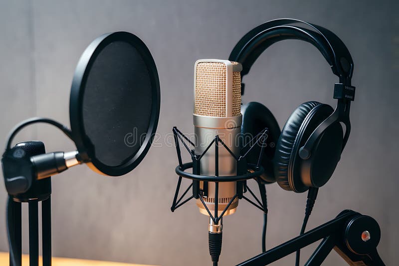 Professional Recording Studio Setup Microphone, Pop Filter, Headphones ...