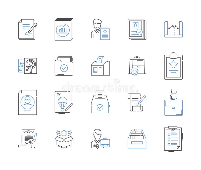 Professional Records Line Icons Collection Documentation Reports Records Archives Filing
