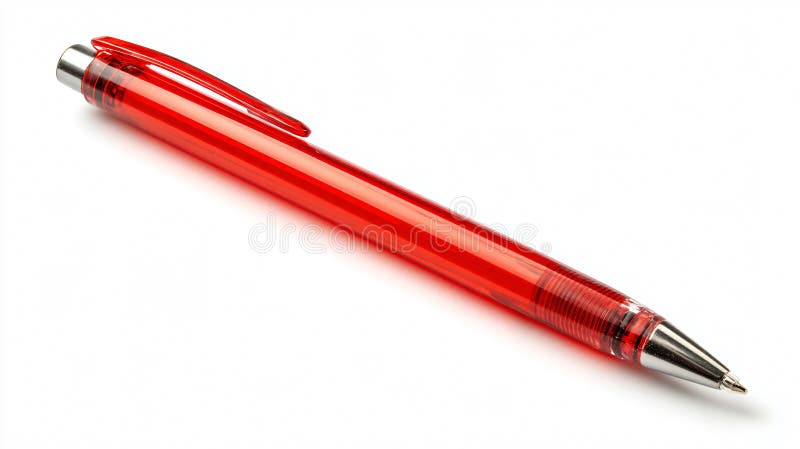 Professional Red Ballpoint Pen on White Background Stock Illustration ...