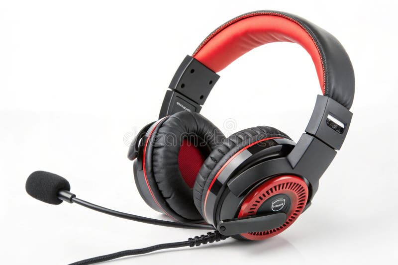 Professional Red and Black Gaming Headset with Microphone Stock Photo ...
