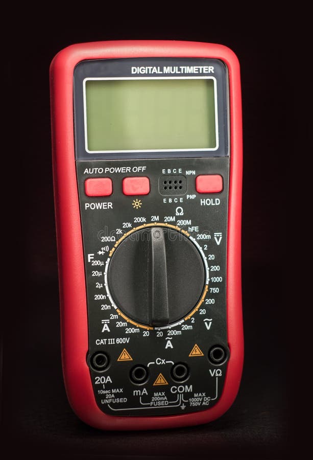 Digital Multimeter on Black Background Stock Photo - Image of ...