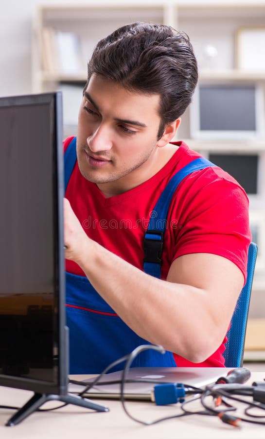 Professional Repair Engineer Repairing Broken Tv Stock Photo - Image of ...