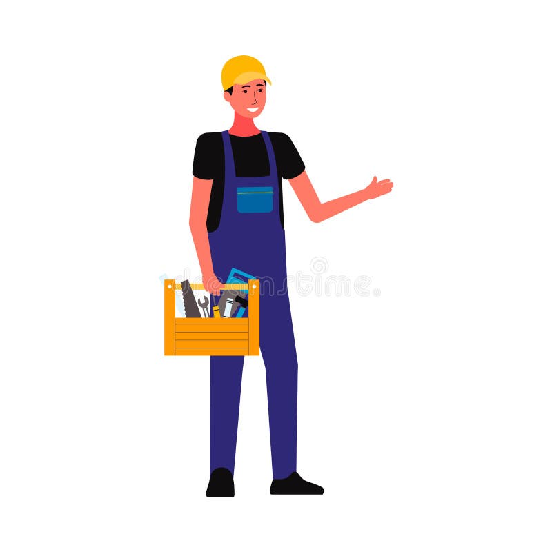 Repairman or Construction Worker Flat Vector Illustration Isolated ...