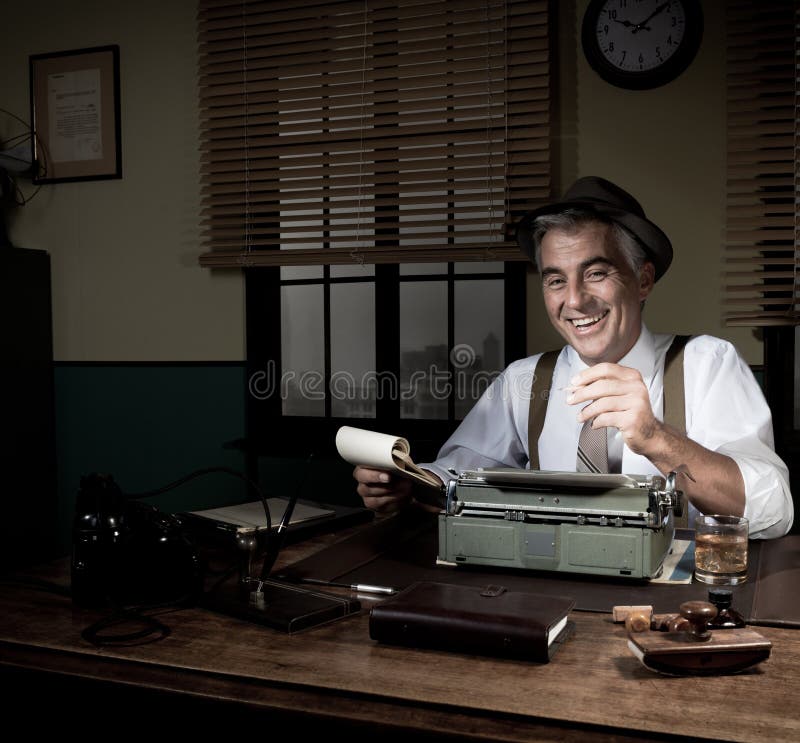 1950s reporter posing stock photo. Image of pensive, confident - 47867440