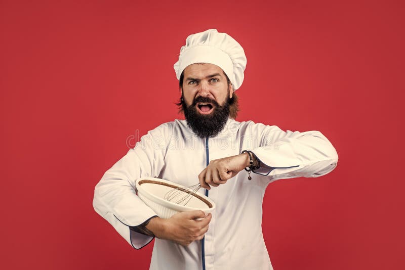 Professional Restaurant Bearded Cook Man Hold Beater, Cooking with ...