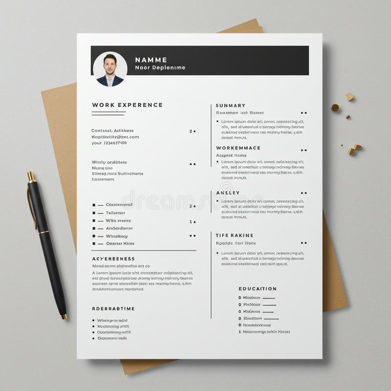 Professional Resume Design Featuring a Header with a Circular Photo ...