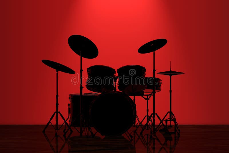 Professional Drum Set Illustration Design. Front View Stock ...