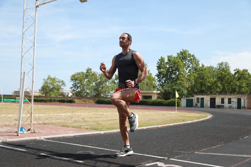 Jumping To Activate Legs for the Race Stock Image - Image of ...
