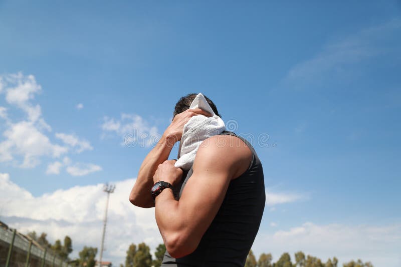 The Sweat Cleaning after the Effort of the Training Stock Photo - Image ...