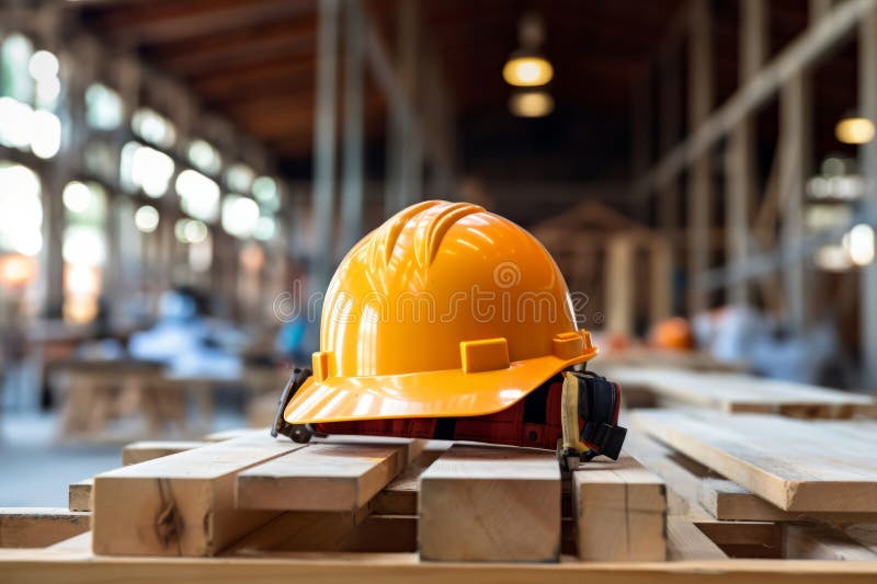 A Professional Safety Hard Hat on a Construction Building Site Stock ...
